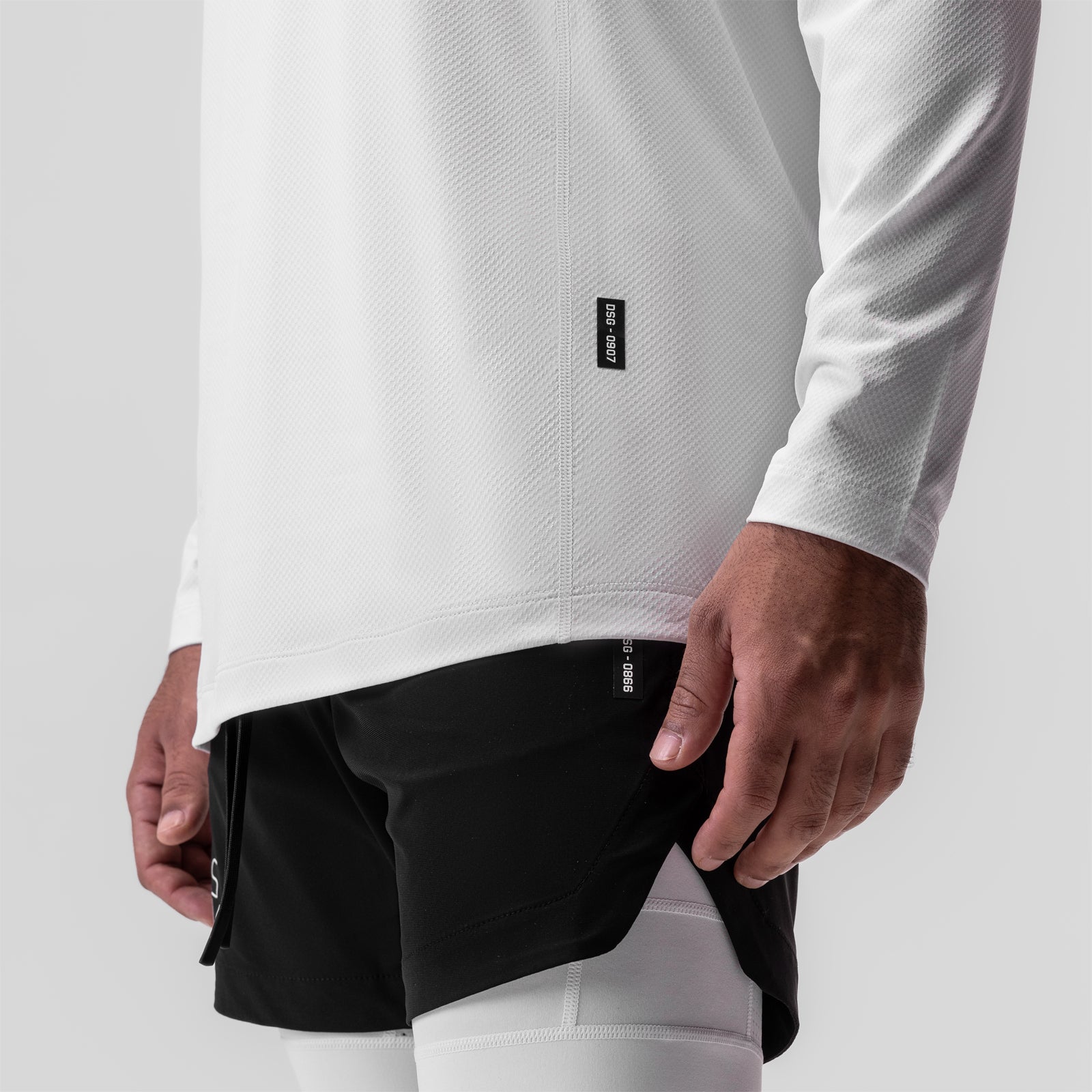 0907. AeroSilver® Training Long Sleeve - White "Space Bracket" – ASRV