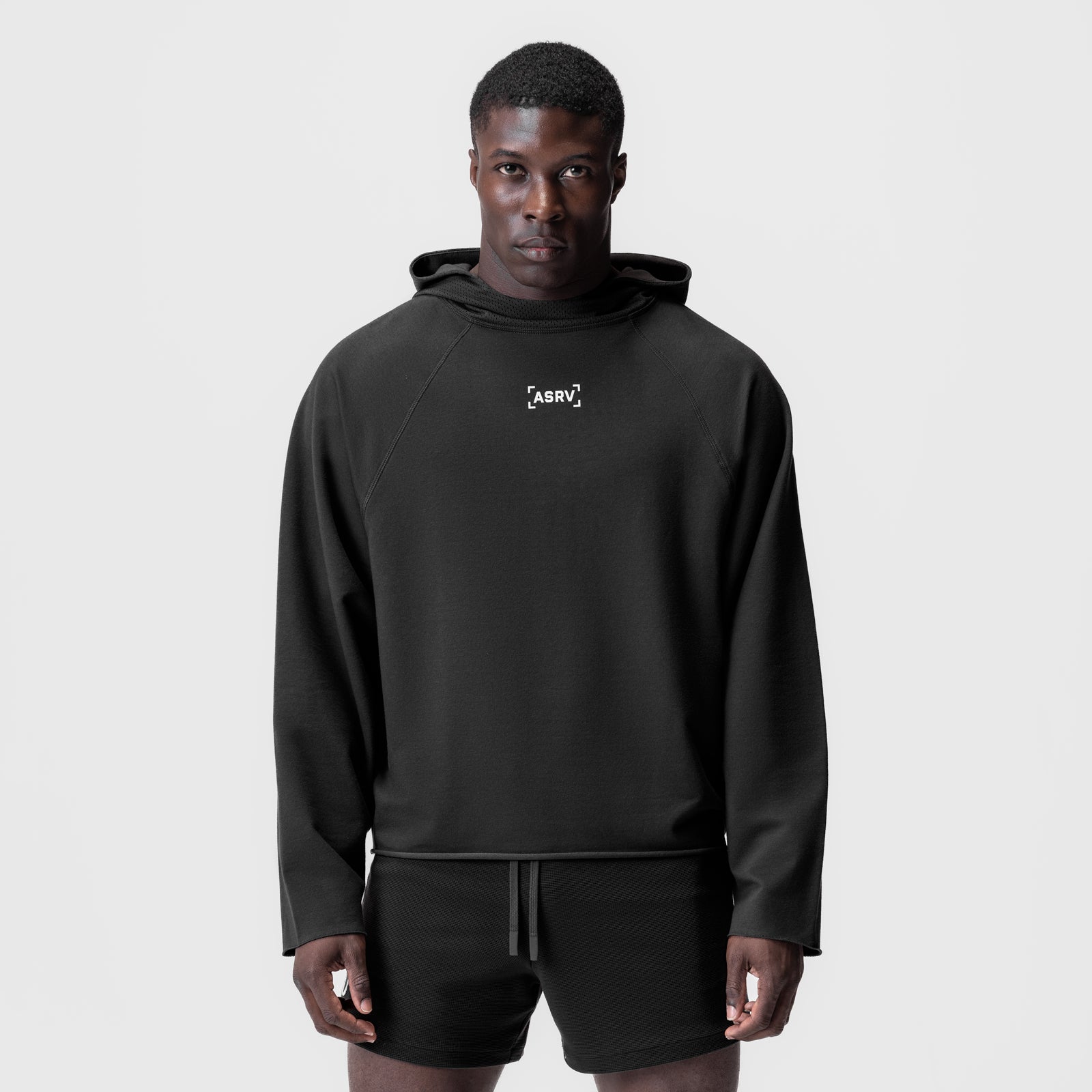 0958. Micro-Terry Raw Hem Hoodie - Black – ASRV