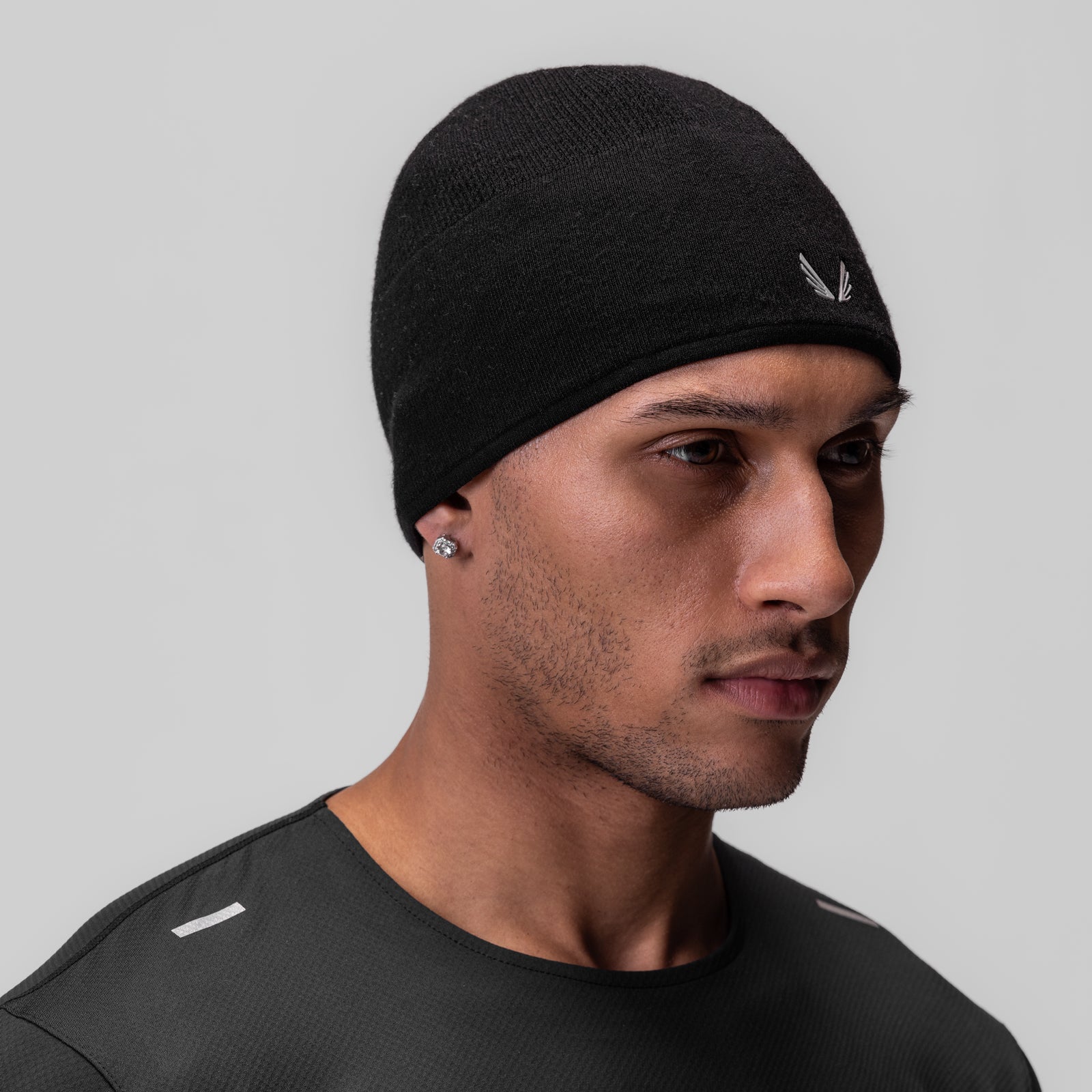 0936. Merino Wool Skull Cap - Black "Wings" – ASRV
