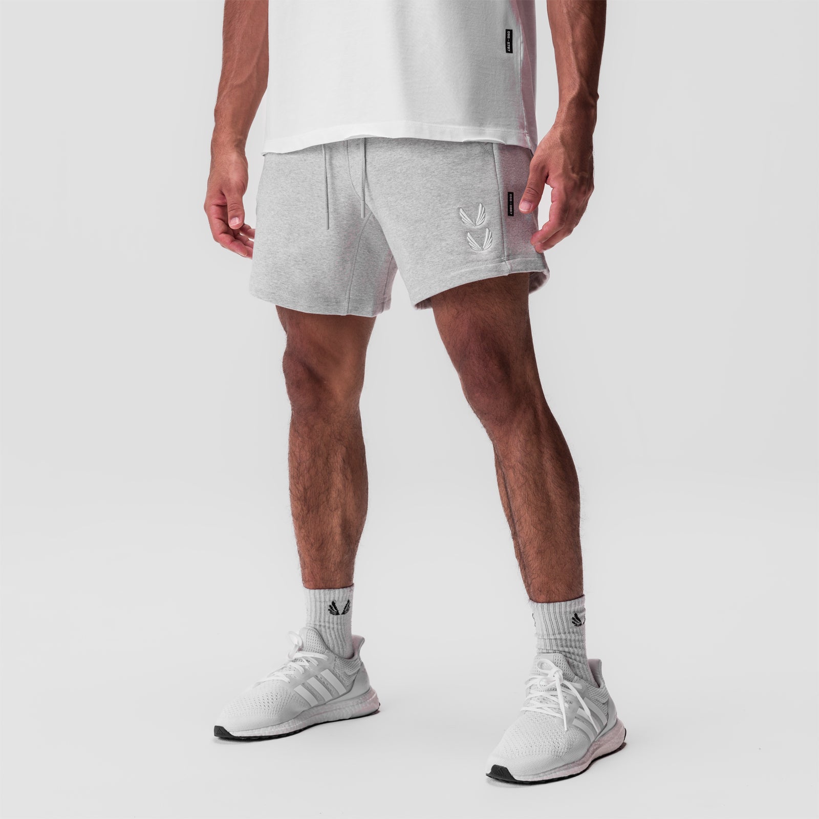 0867. Tech-Terry™ Sidelock Sweat Short - Heather Grey "Stacked Wings ...