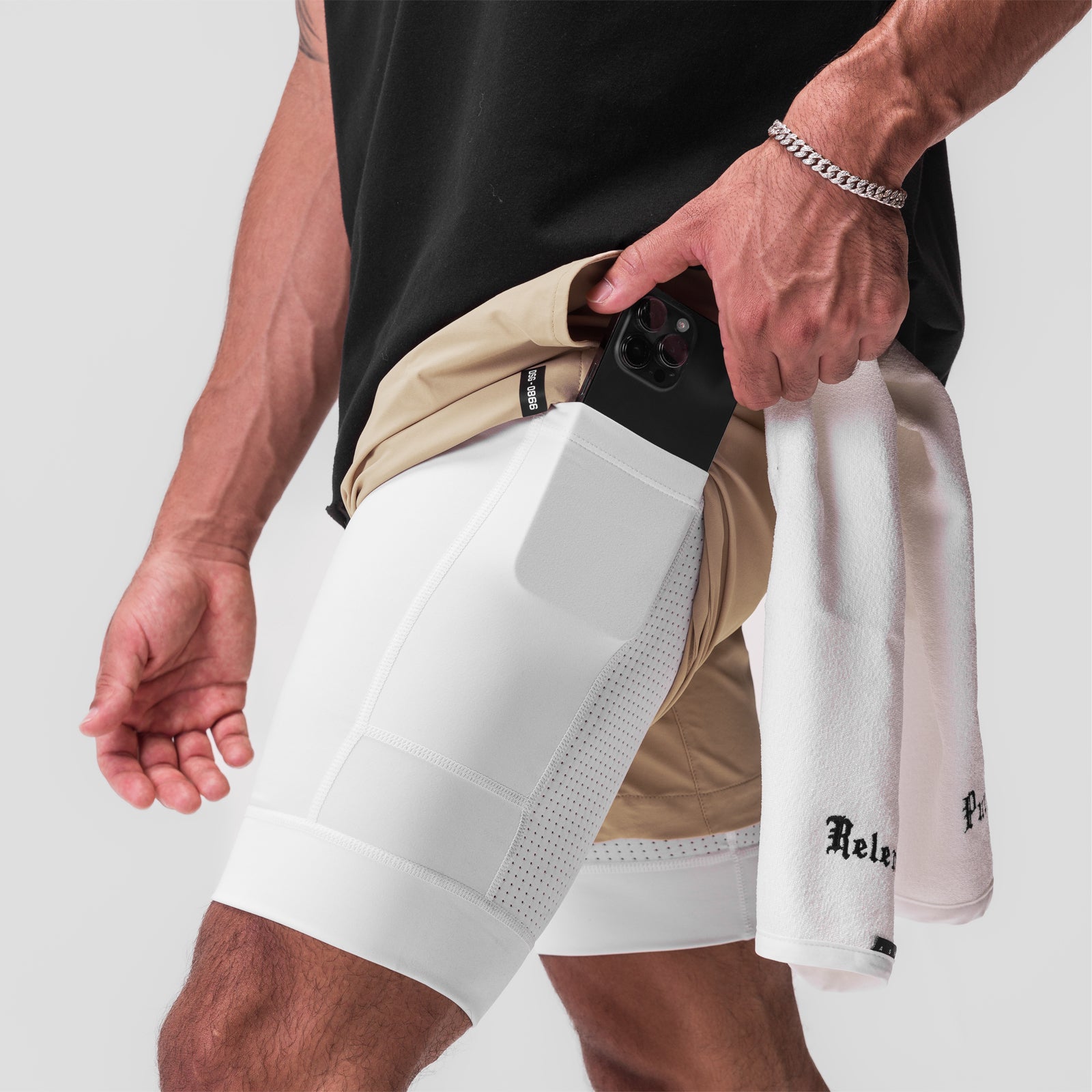 0866. Tetra-Lite® 7" Liner Short - Khaki/ White / White "Wings" – ASRV