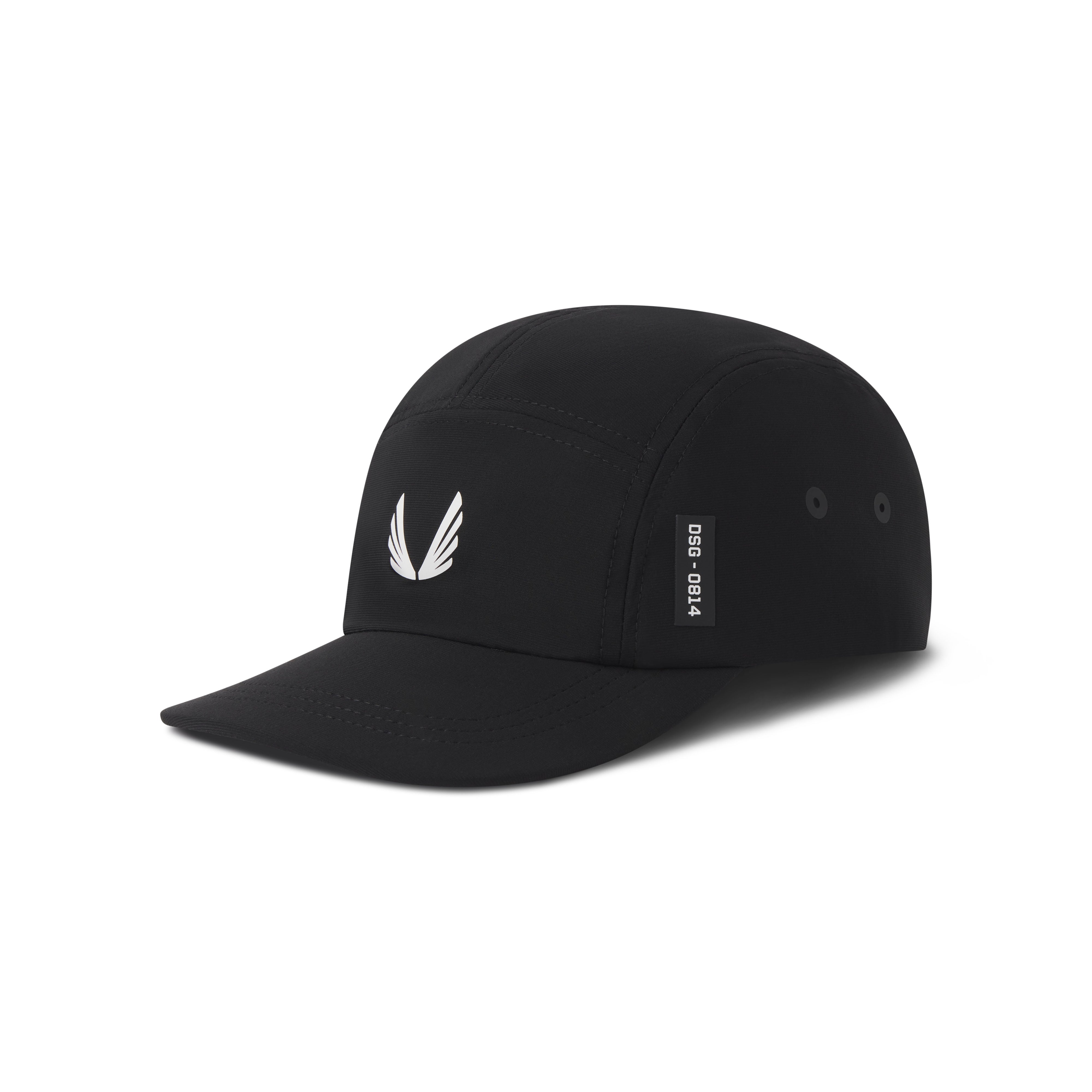 0814. Tetra-Lite® 5-Panel Run Cap - Black/White "Wings" – ASRV